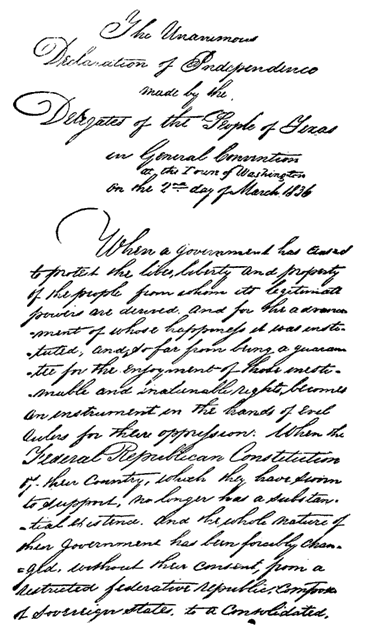 Texas History Page - Texas Declaration of Independence